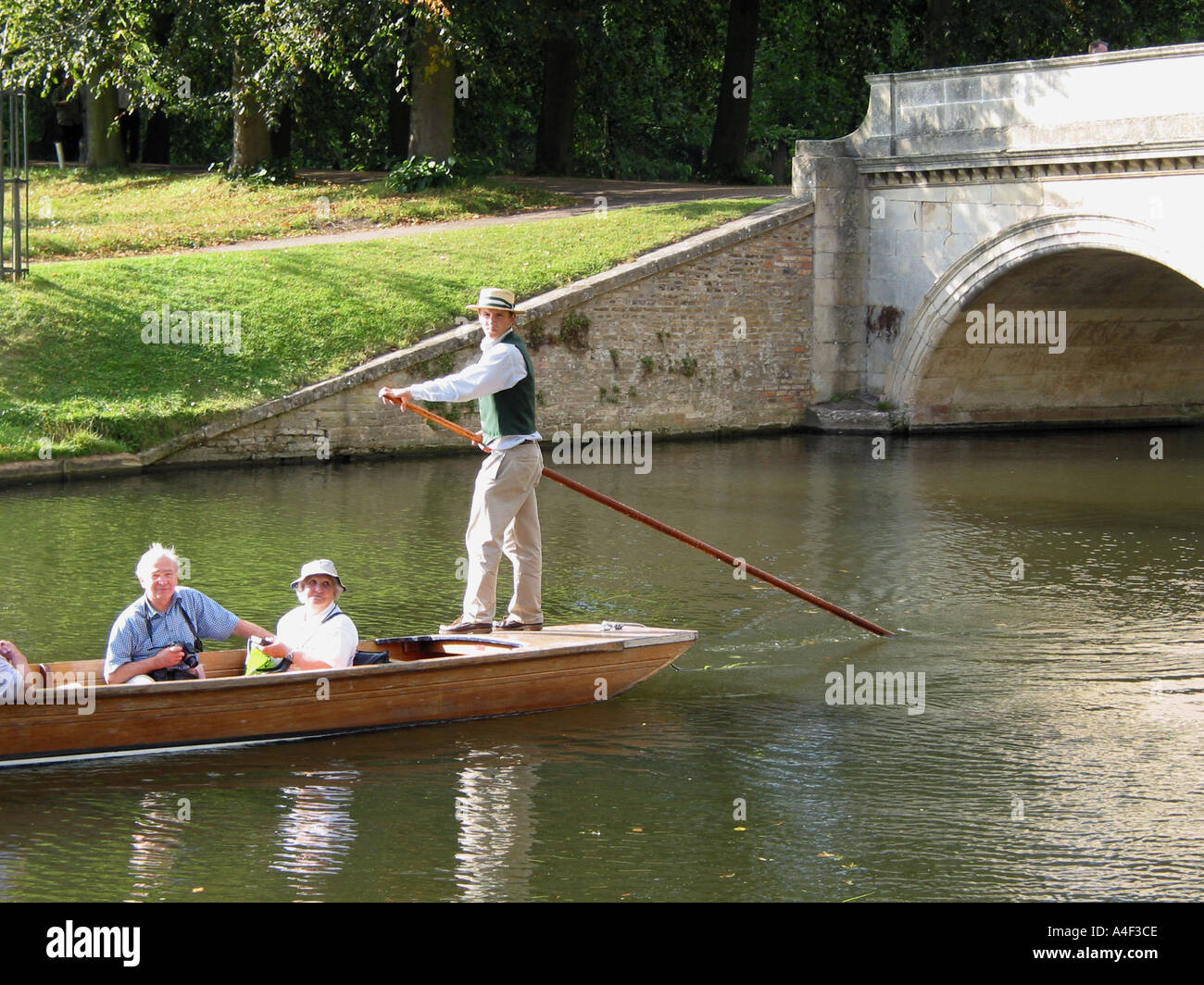 Traditional Punting River Cam Punter with typical Straw Boater and ...