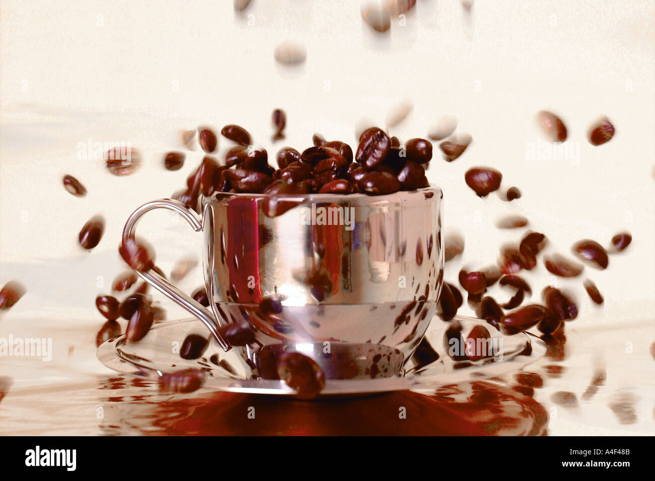 coffee beans falling Stock Photo - Alamy
