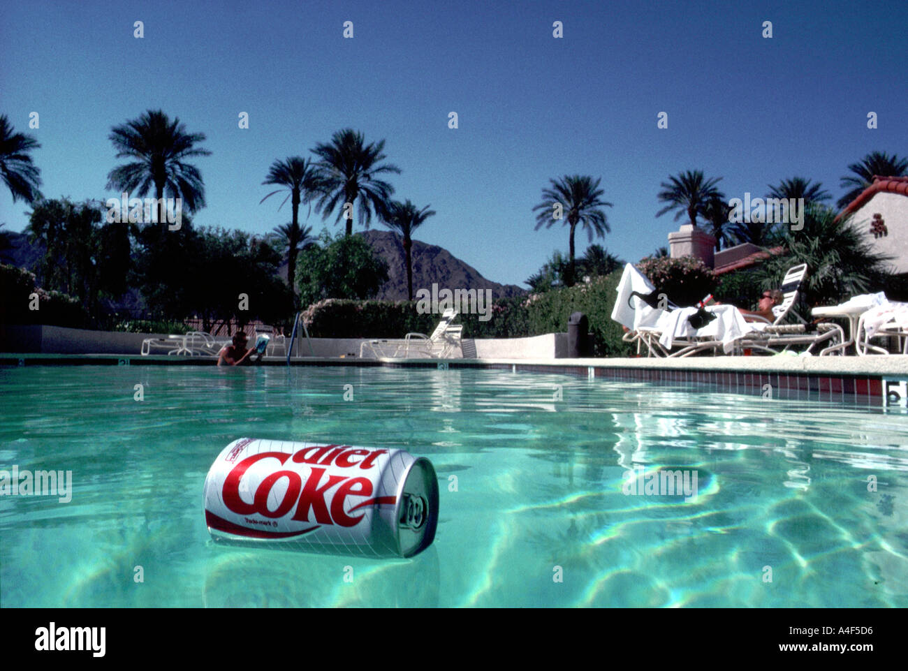 Diet Coke can in swimming pool La Quinta Palm Springs California Stock ...