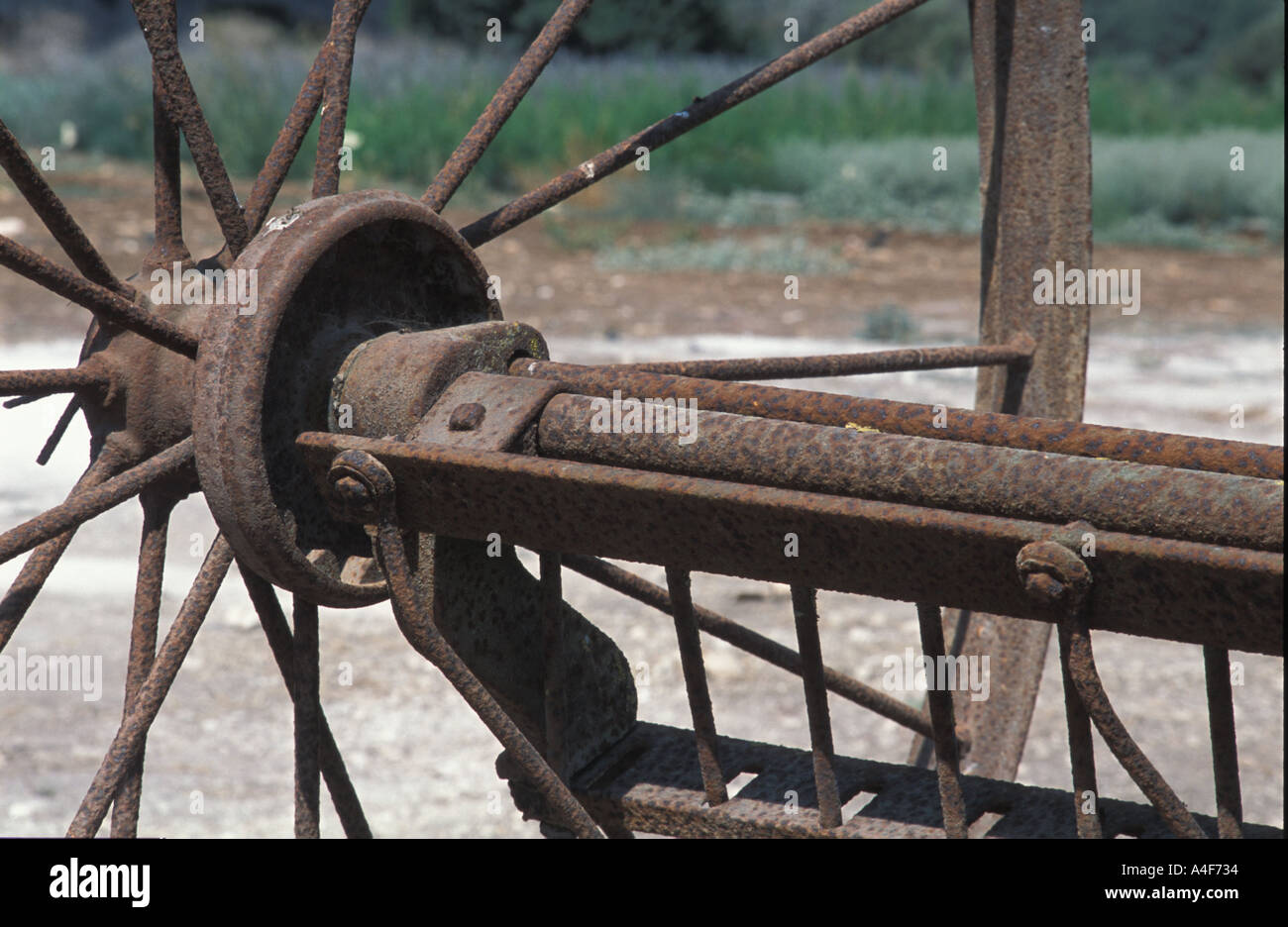 old rust wheel machine axis Stock Photo - Alamy