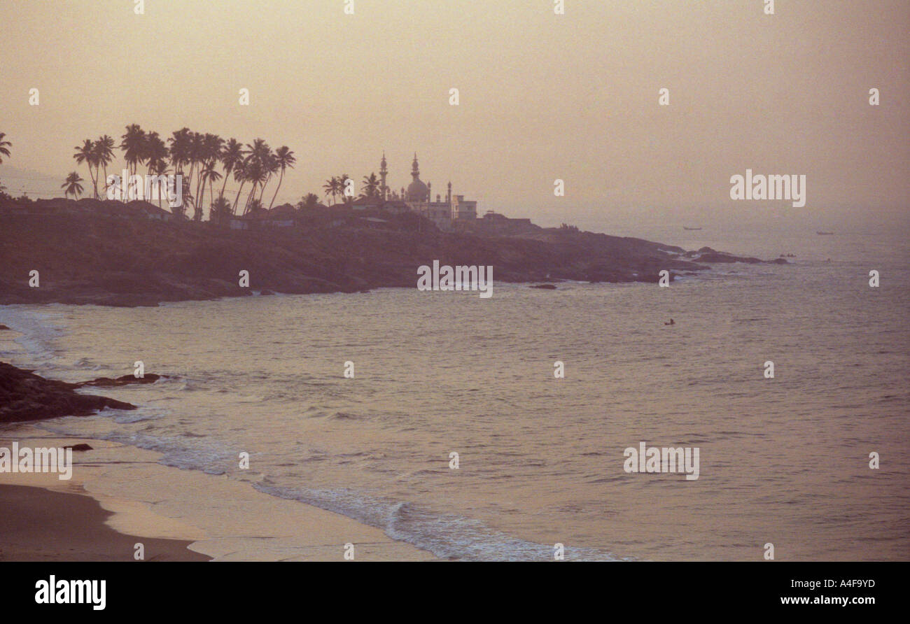 Early moring view of Vizhinjam mosque from Kovalam in Kerala, India ...