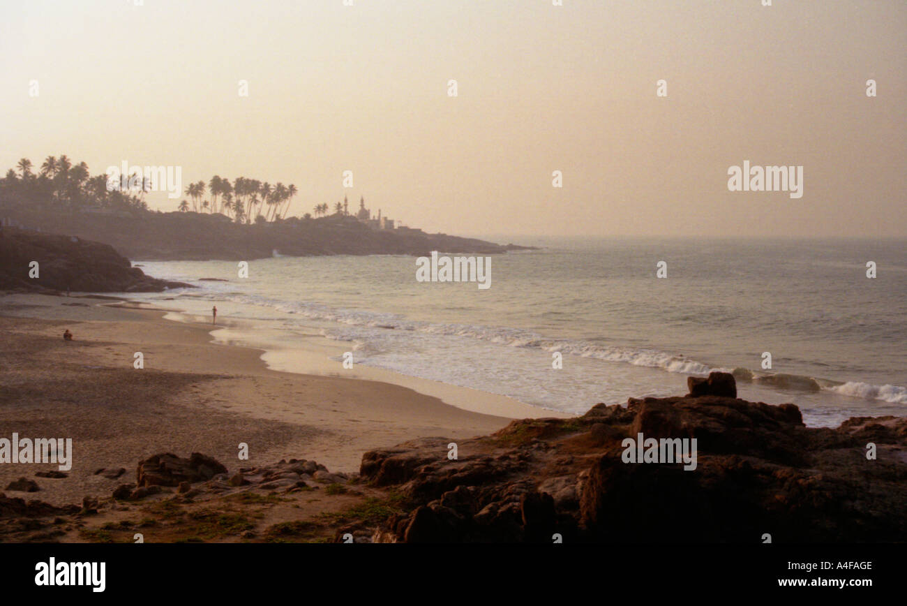 Stunning early morning beach view showing Vizhinjam mosque from Kovalam ...