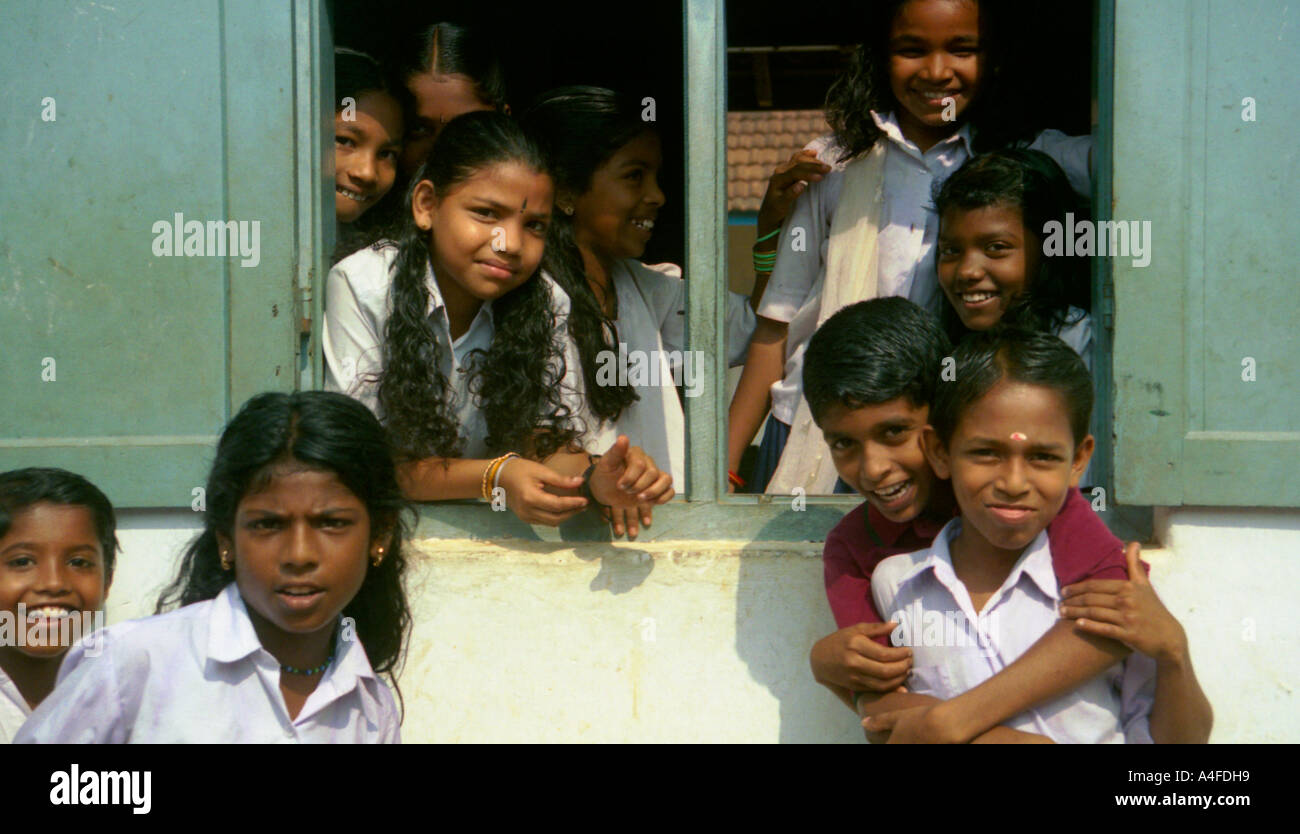 Welcoming school children Kerala, India Stock Photo - Alamy