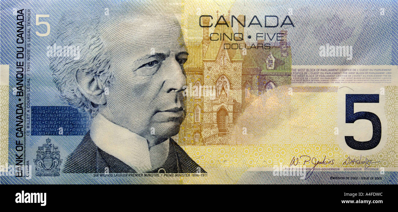 Five dollar bank note canada hi-res stock photography and images - Alamy