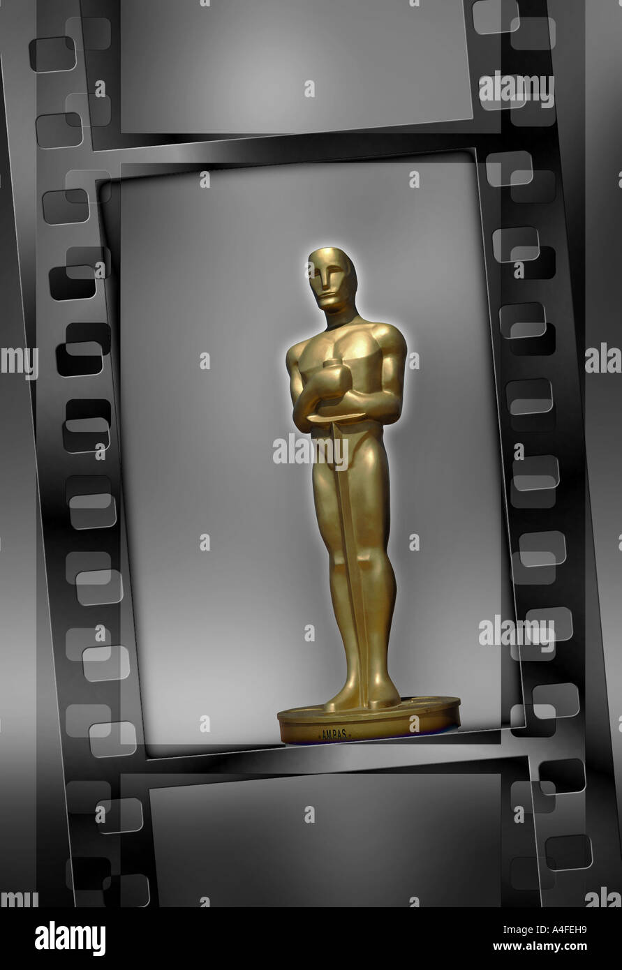Oscar statue inside film frame Stock Photo - Alamy