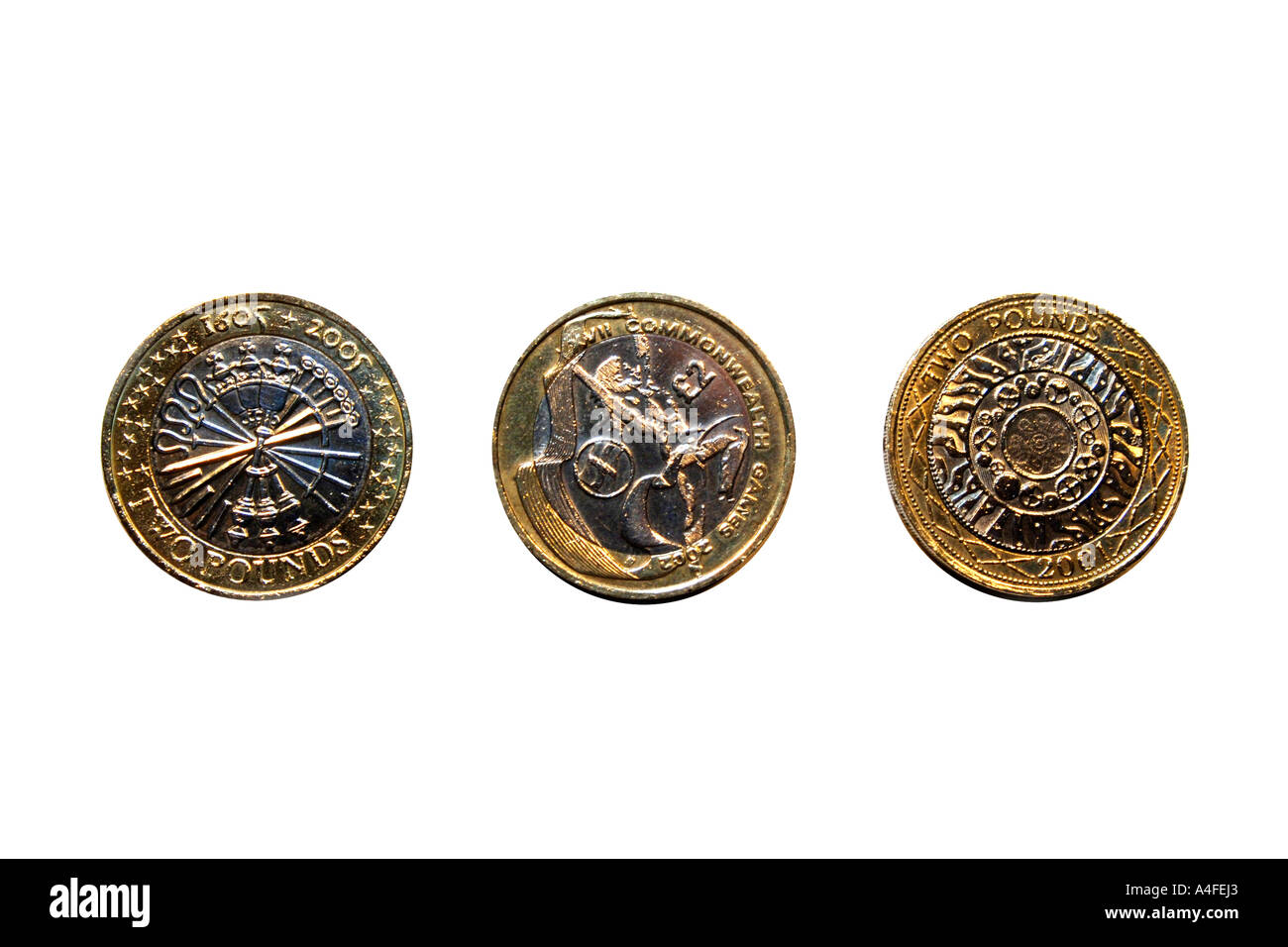 English two pound coins Stock Photo - Alamy