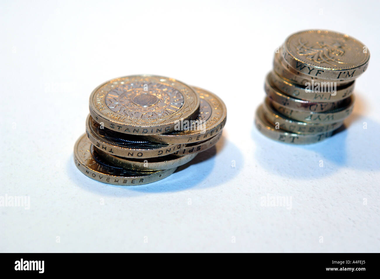 English pound coins stacked up Stock Photo - Alamy