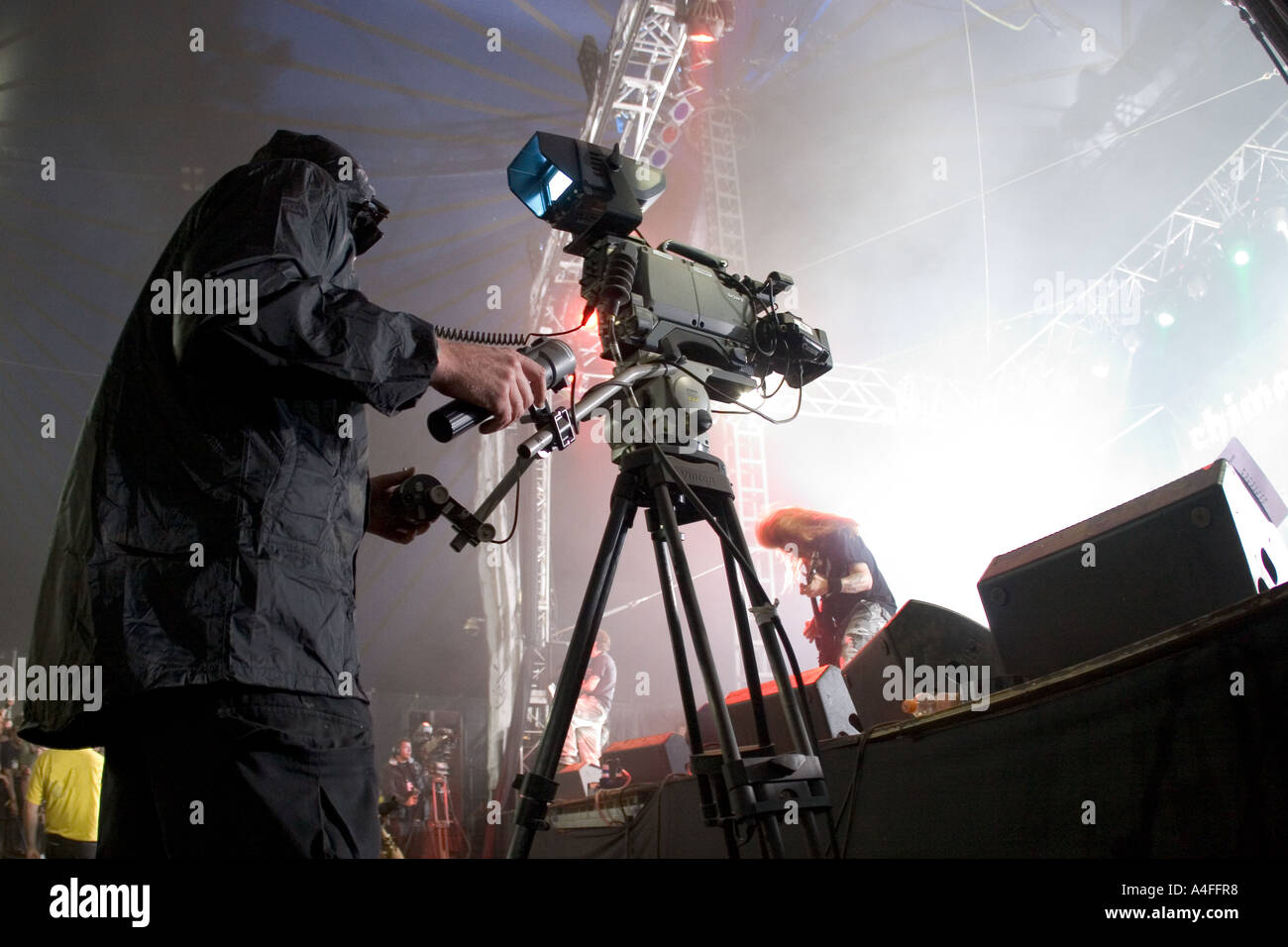 Cameraman filming a rock concert Stock Photo - Alamy