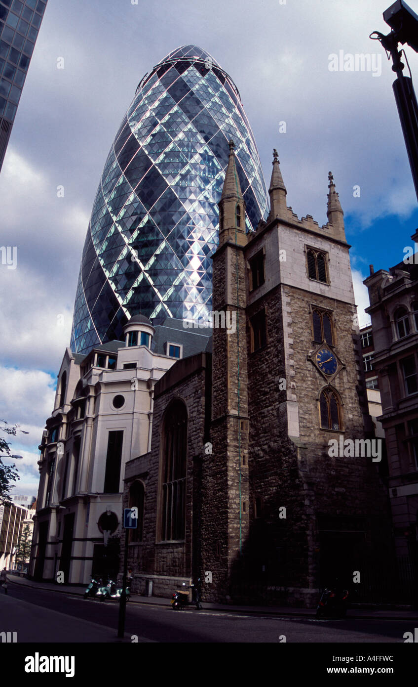 St Andrew Undershaft Church and the Gherkin, St Mary Axe, London EC3 ...