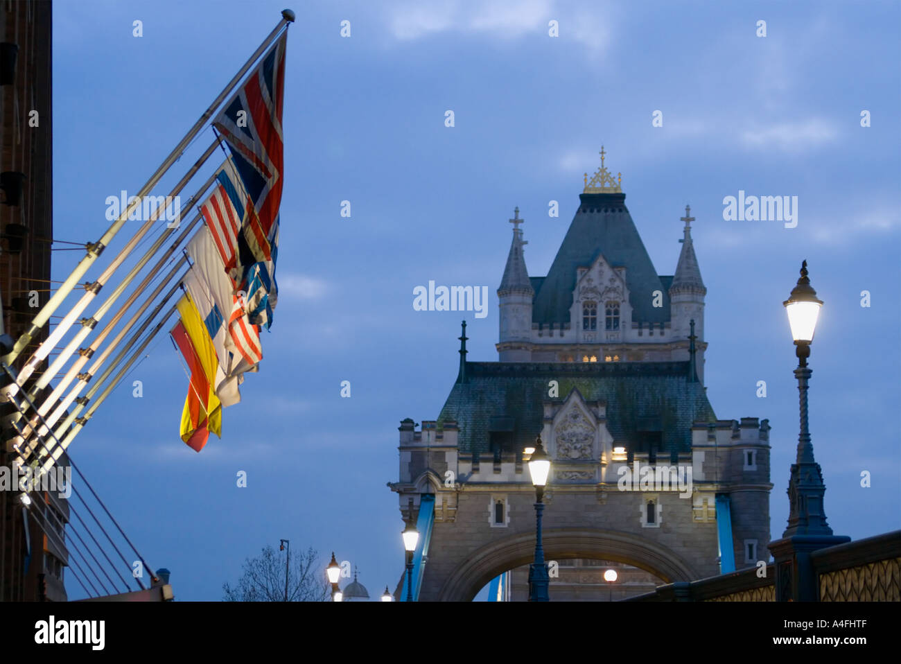 London tower bridge british flags hi-res stock photography and images ...
