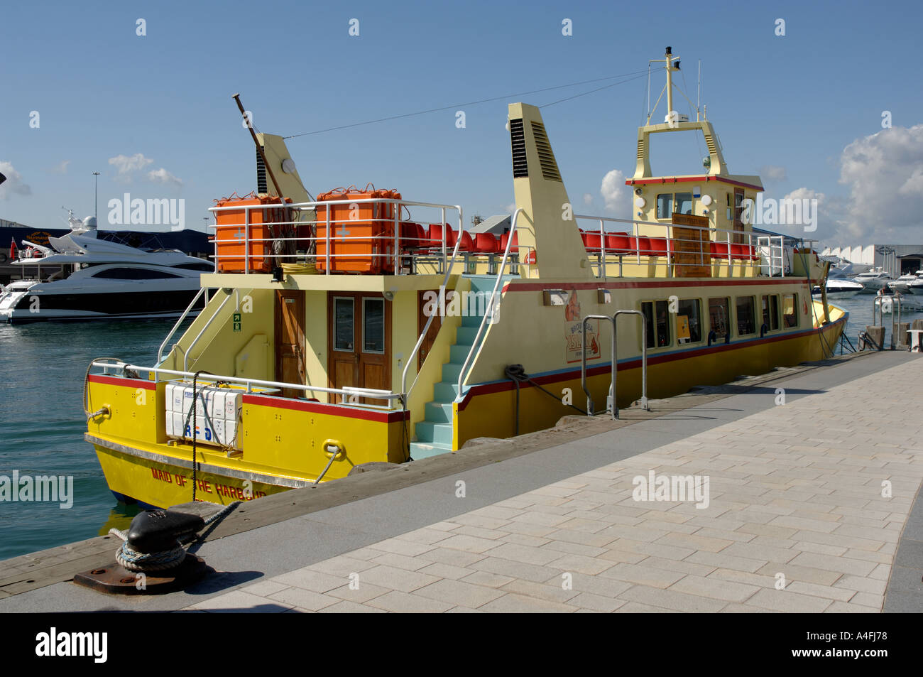Poole Harbour Ferry at its mooring Alongside Poole Quay Dorset England ...