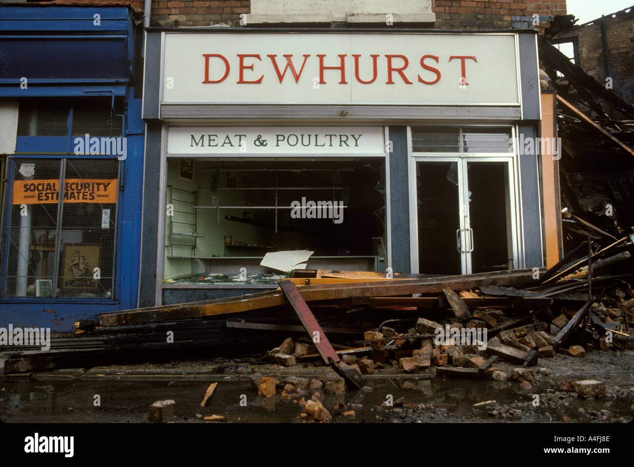 Toxteth Riots Liverpool Lancashire England 1981. Dewhurst Meat and ...