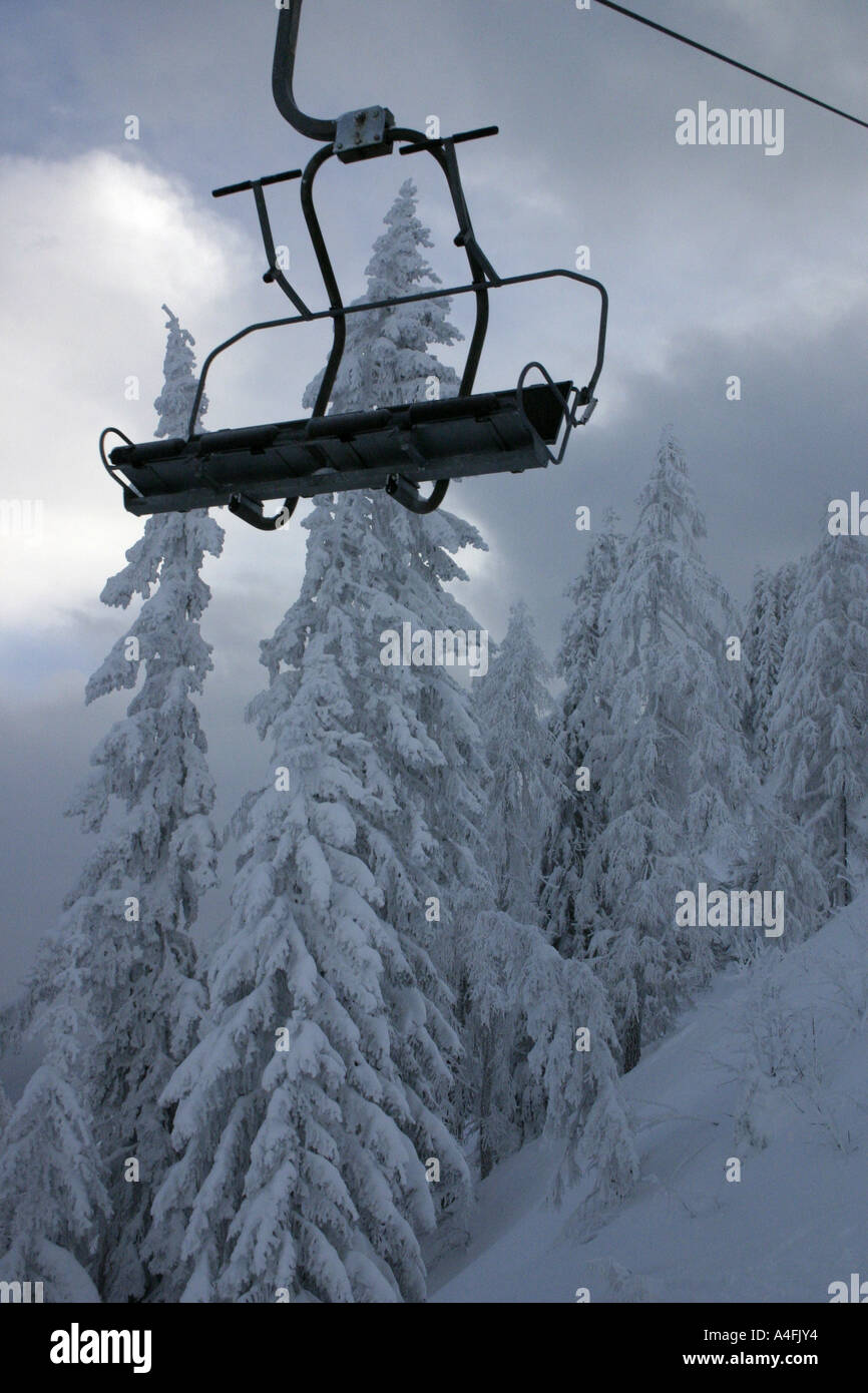 Winter landscape and ski lift Stock Photo - Alamy