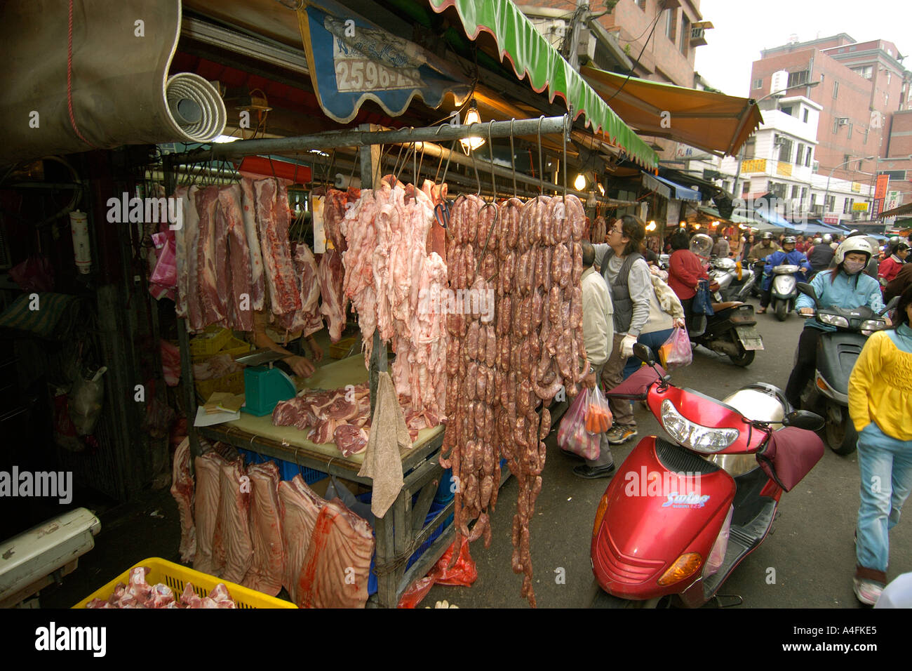 Meat stall in street market Taipei Taiwan Republic of China Stock Photo ...