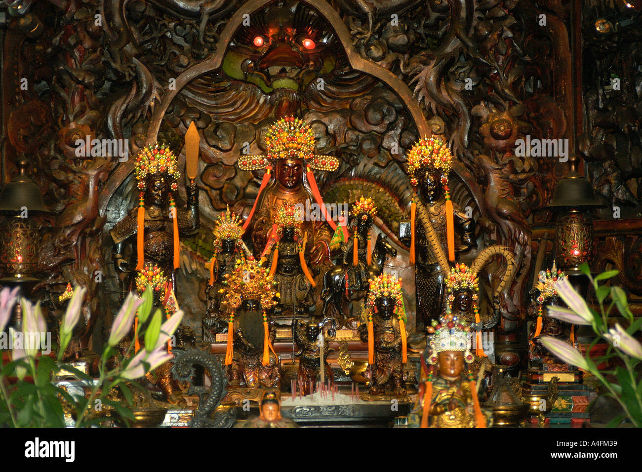 Main altar in Daoist temple Suao Taiwan Republic of China Stock Photo ...