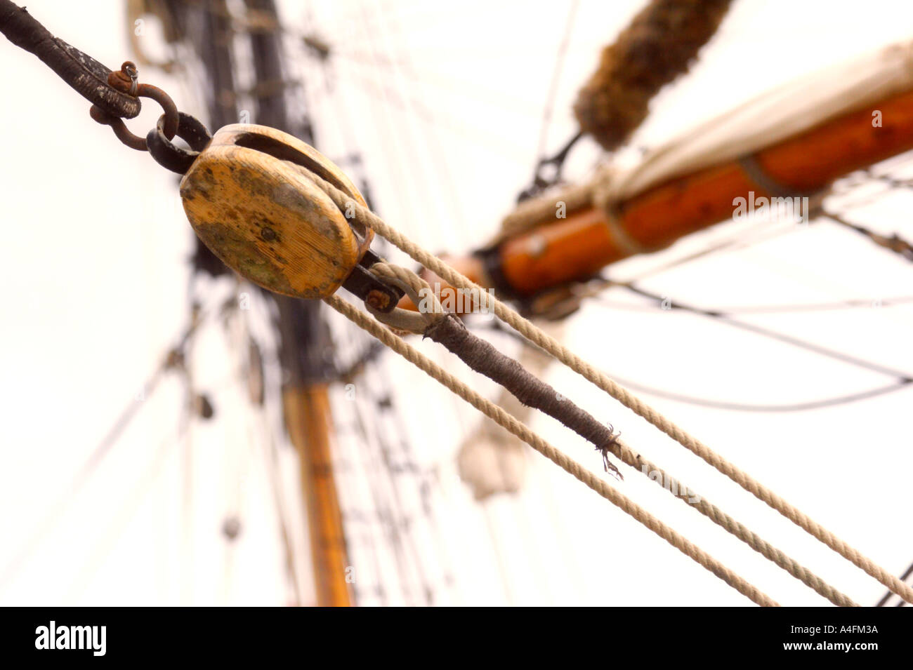 Rigging Detail Pulley Stock Photo - Alamy
