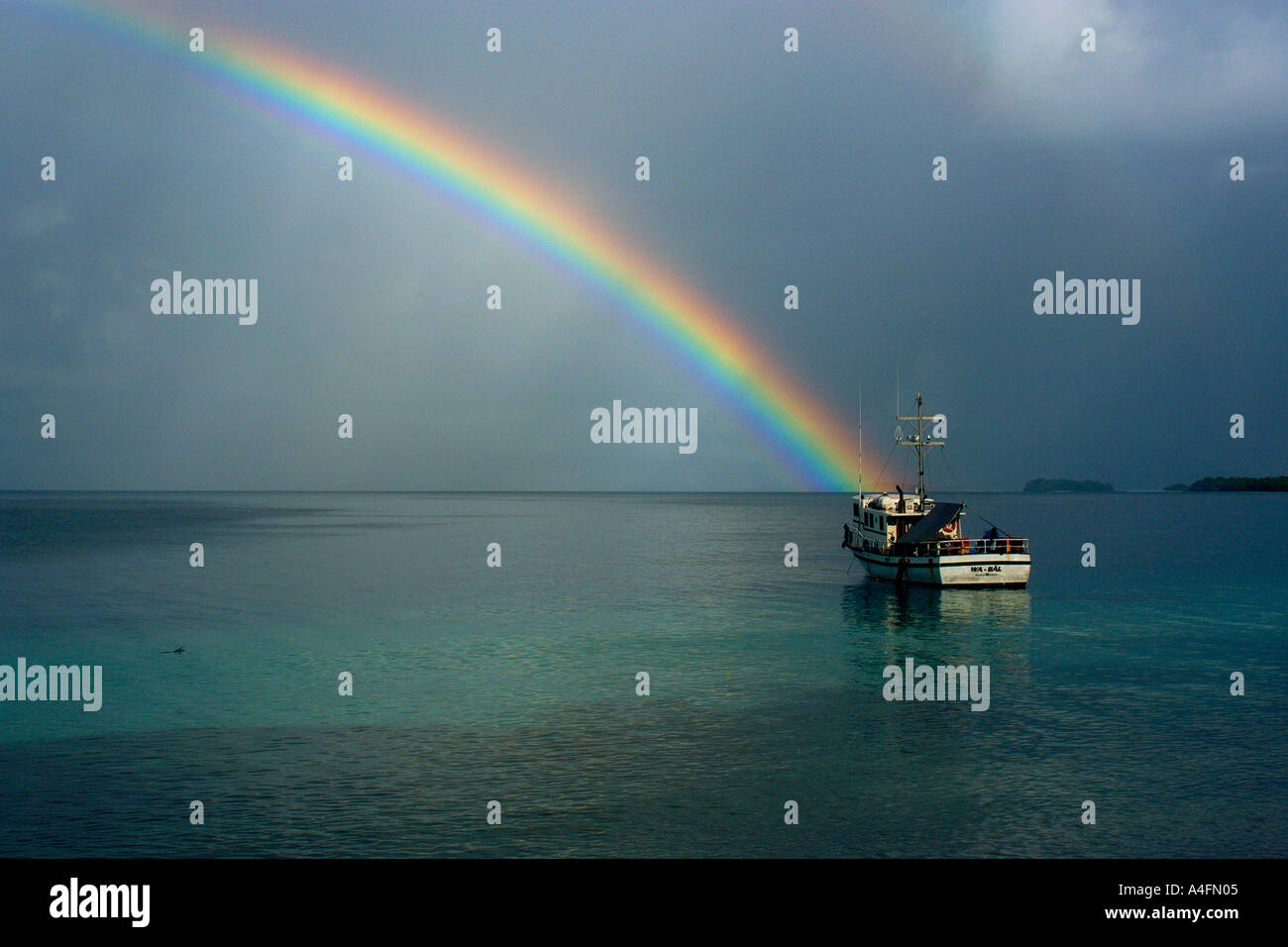 Rainbow and ship Namu atoll Marshall Islands N Pacific Stock Photo - Alamy