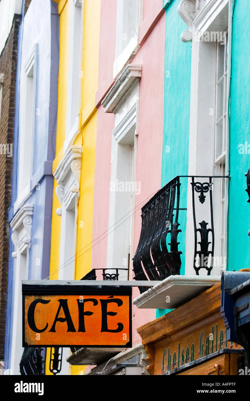 European cafe with pastel buildings Stock Photo - Alamy