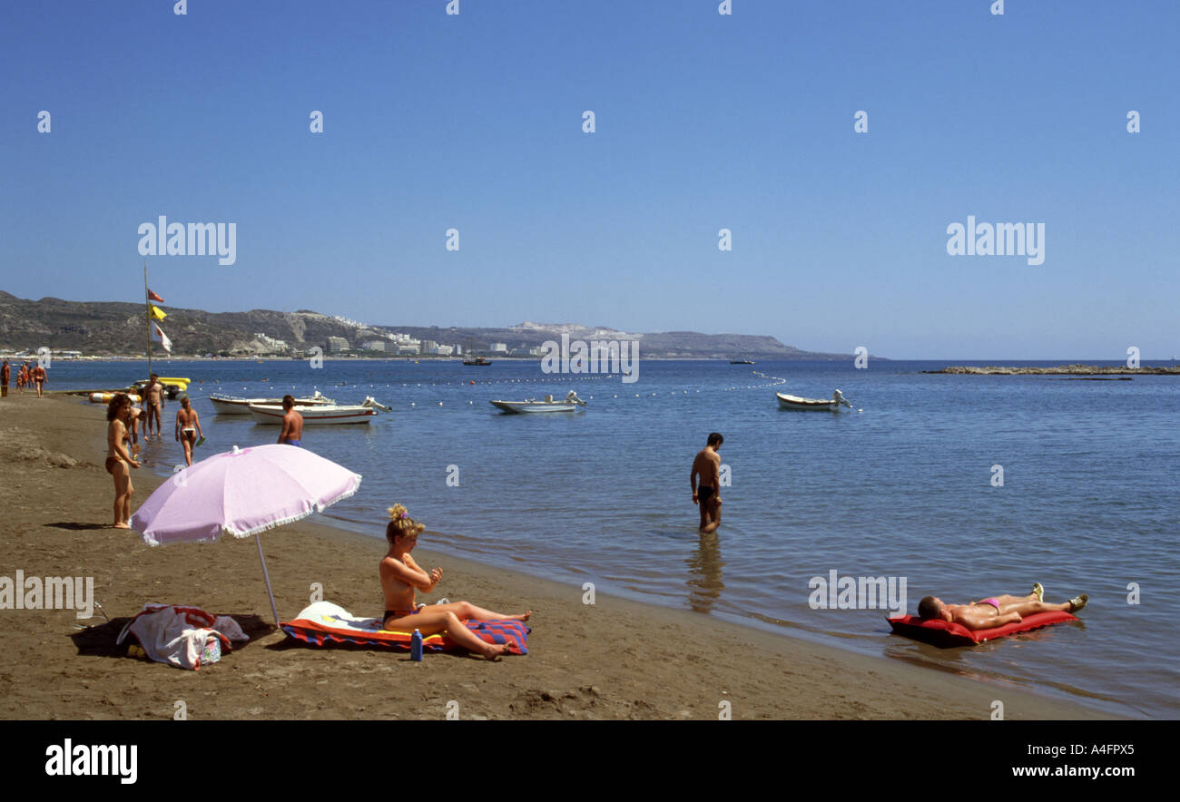 Faliraki beach Rhodes Greece Stock Photo - Alamy