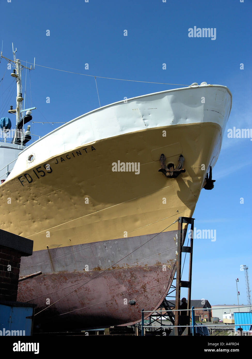 The Trawler Jacinta on the slips at Fleetwood Lancashire Stock Photo ...