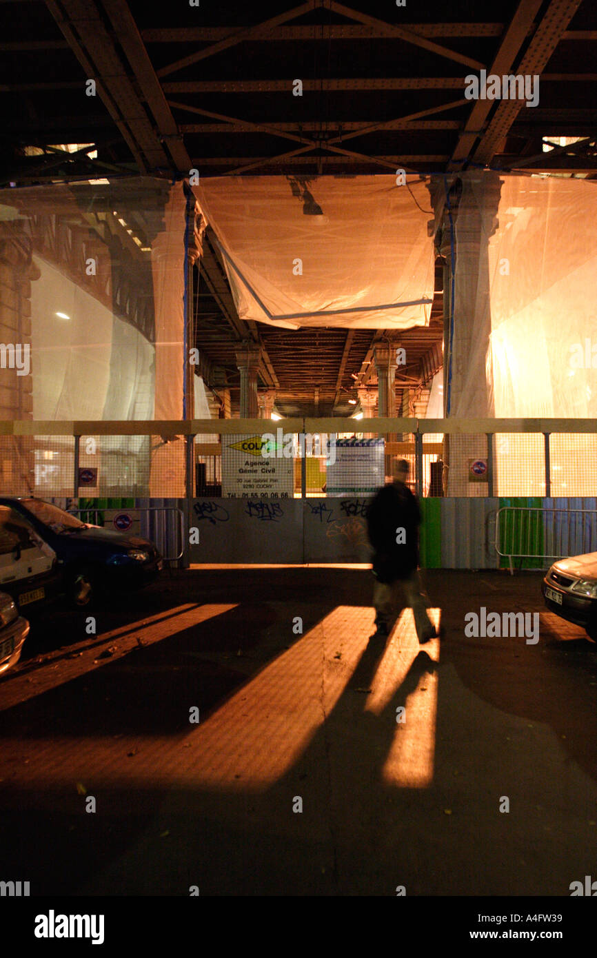 France Paris subway system bridge under repair huge nets to shield from ...