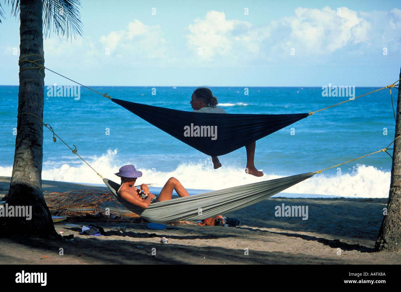 Puerto Rico hammocks on the beach Stock Photo - Alamy