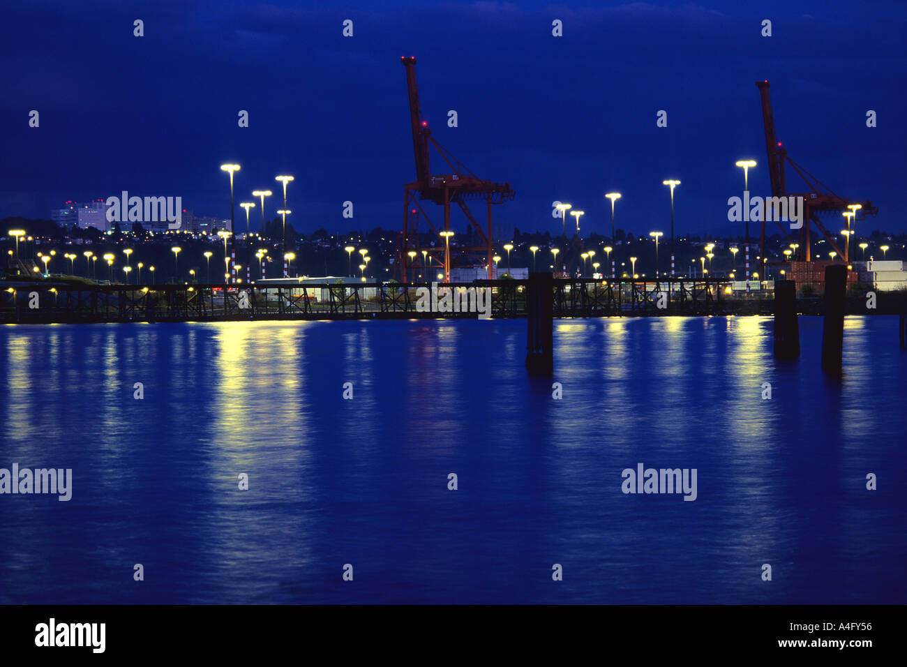 Port of Seattle at night Stock Photo - Alamy
