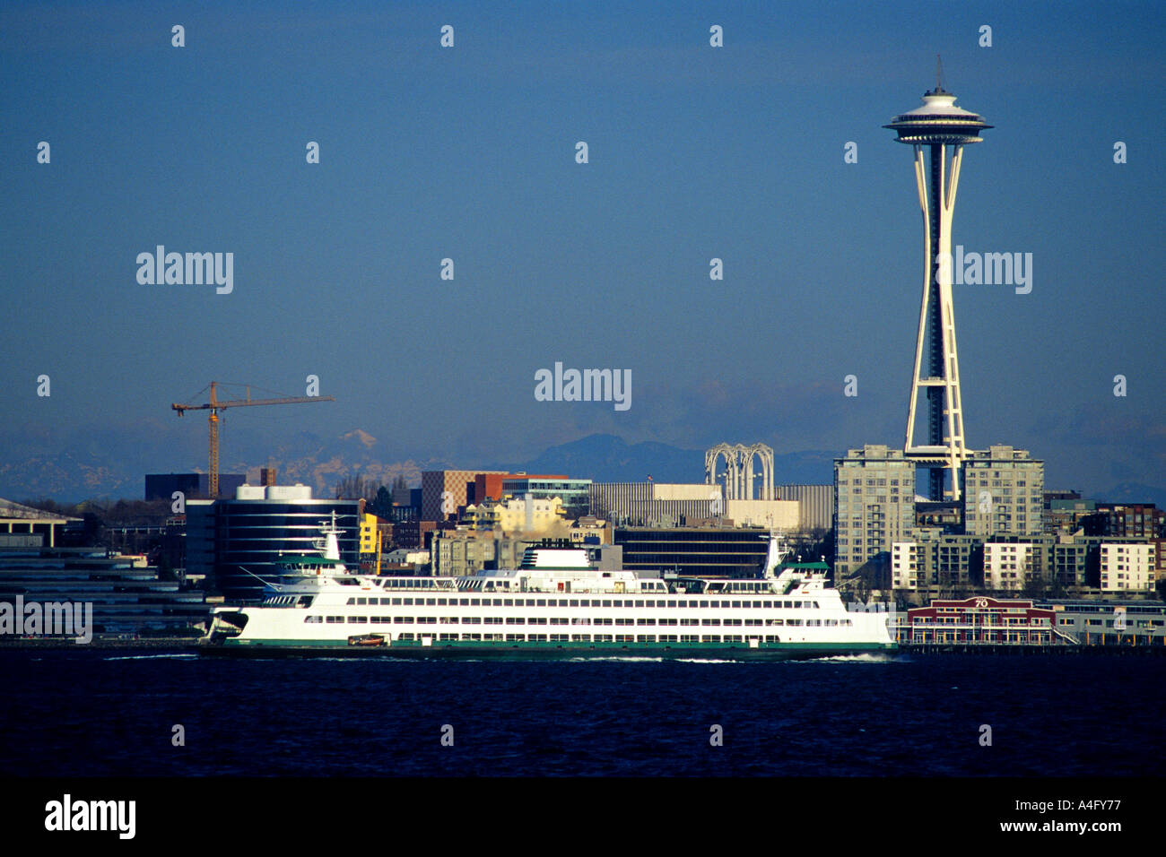Space Needle and ferry Puget Sound Seattle Washington Stock Photo - Alamy