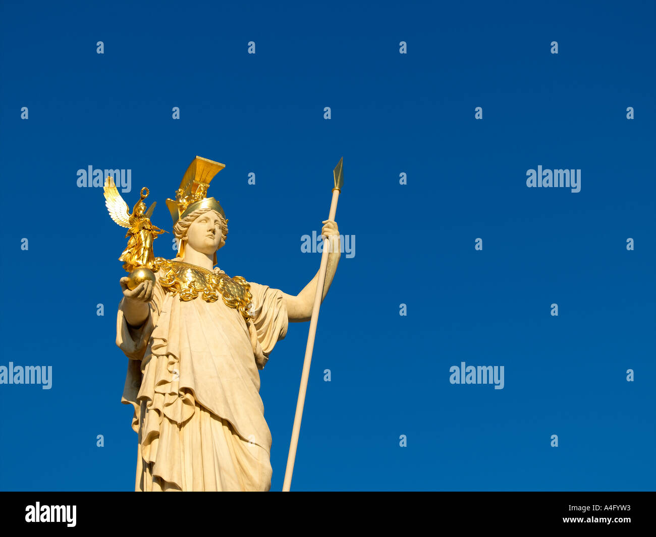 Statue of Athena outside the Austrian Parliament building in Vienna ...