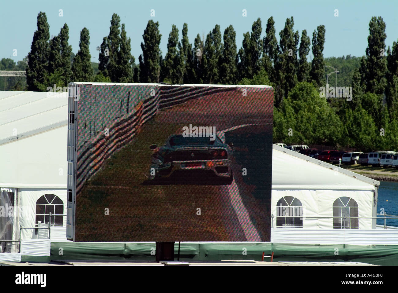Car race spectator billboard image of car in race Gilles Villeneuve ...