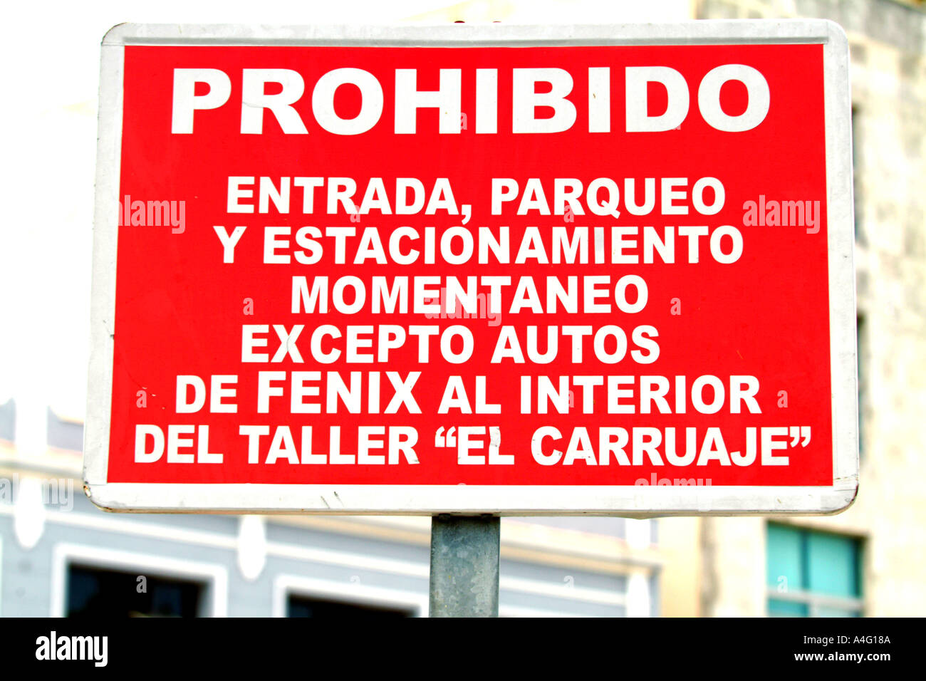 red white sign prohibidao prohibited Stock Photo - Alamy