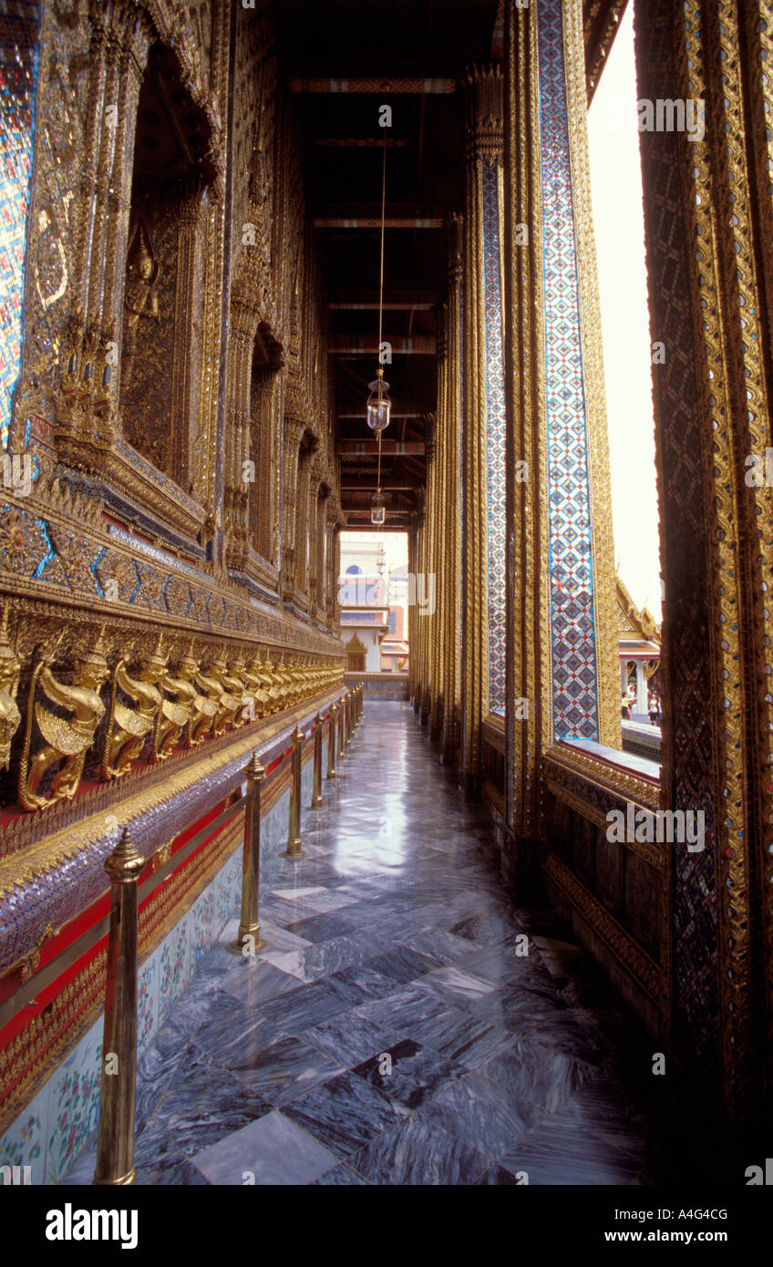 The side of the ubosot of the emerald buddha at the Grand Palace in ...