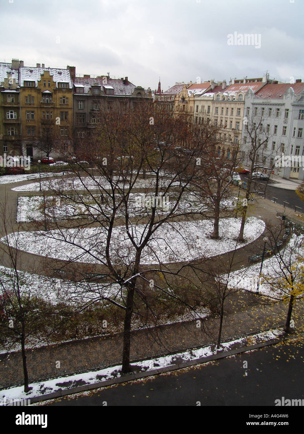 View over square, Karlin, Prague, Czech Republic, November 2005 Stock ...