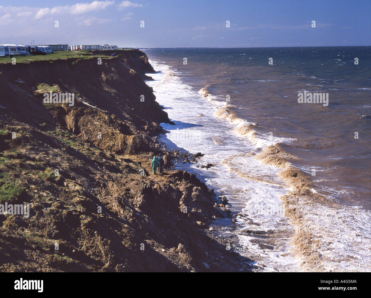 Coast and cliffs on the north Yorkshire coast showing ice age clay ...