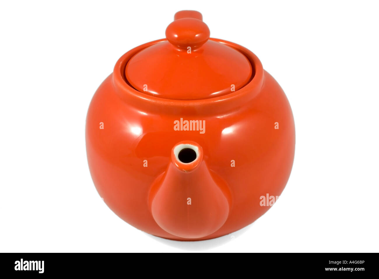 Red english teapot front on on white background with clipping path ...