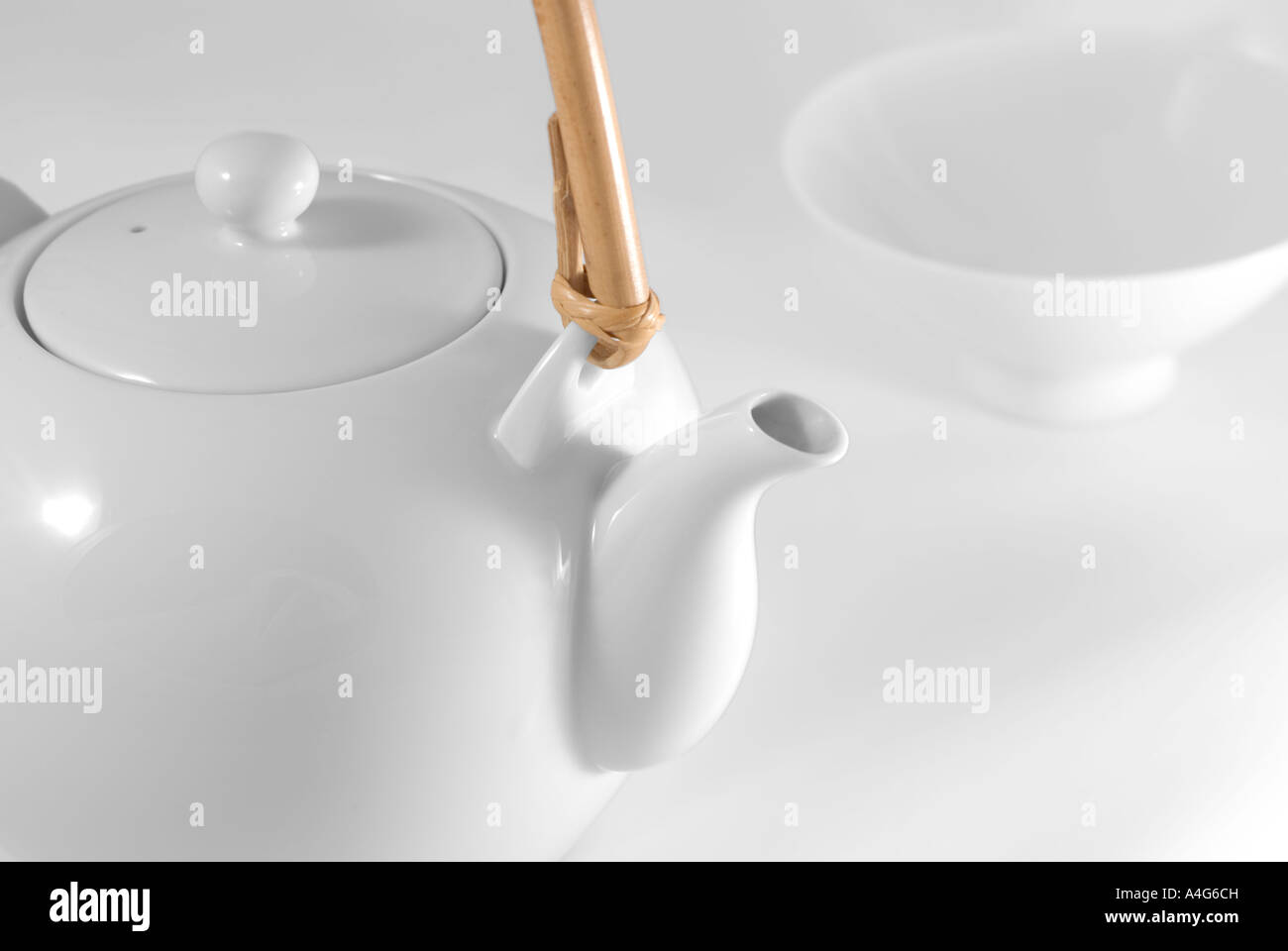 white japanese tea service on white background Stock Photo - Alamy