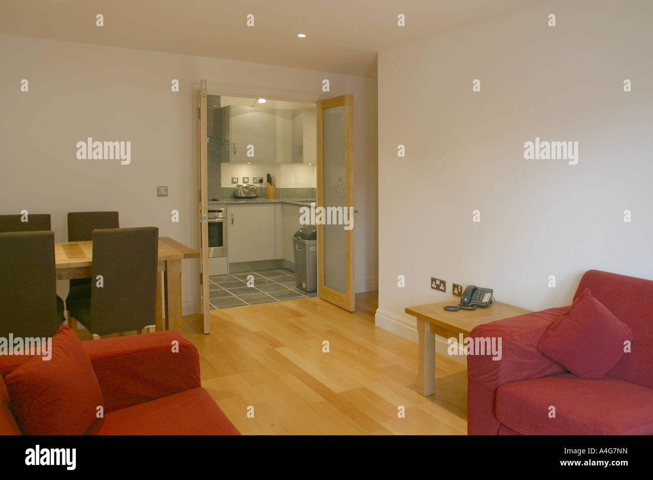 Interior of block of apartment flats in Docklands East London GB UK ...