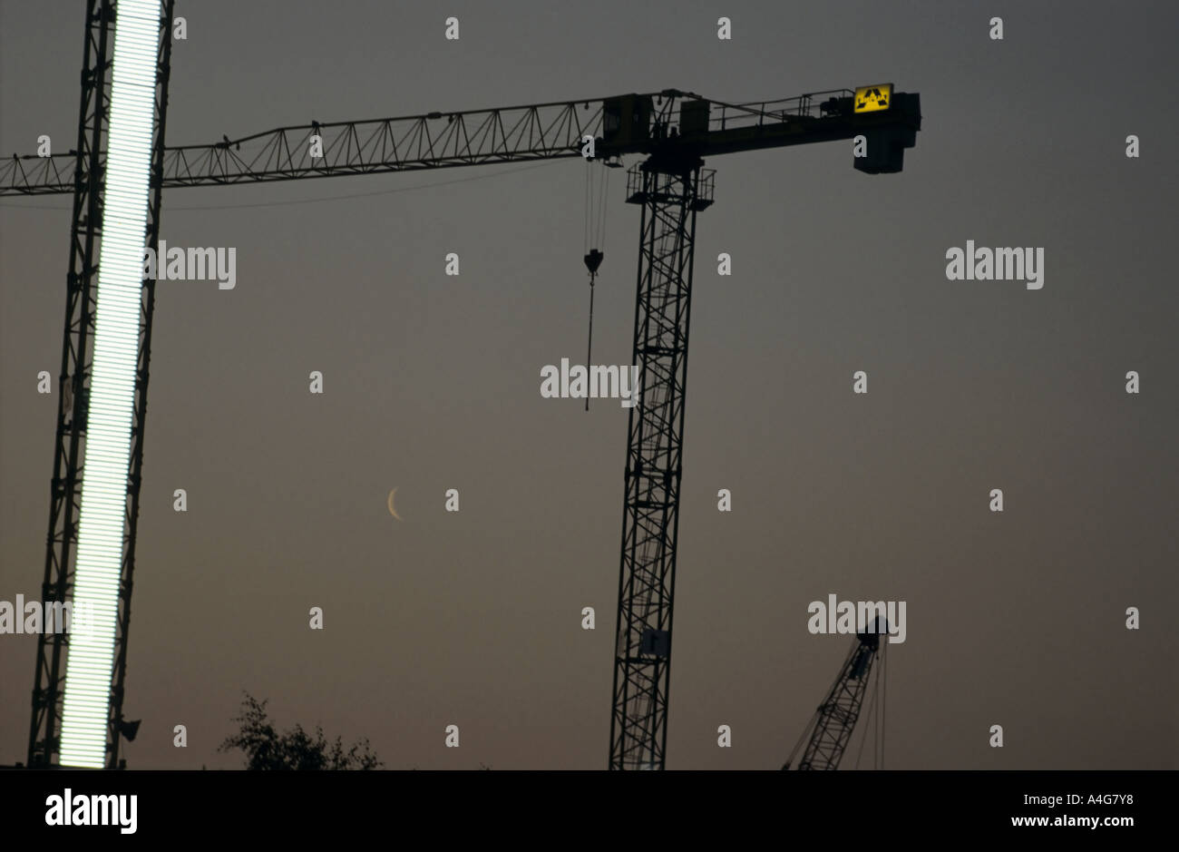 light installation by building cranes at potsdamer platz in berlin ...
