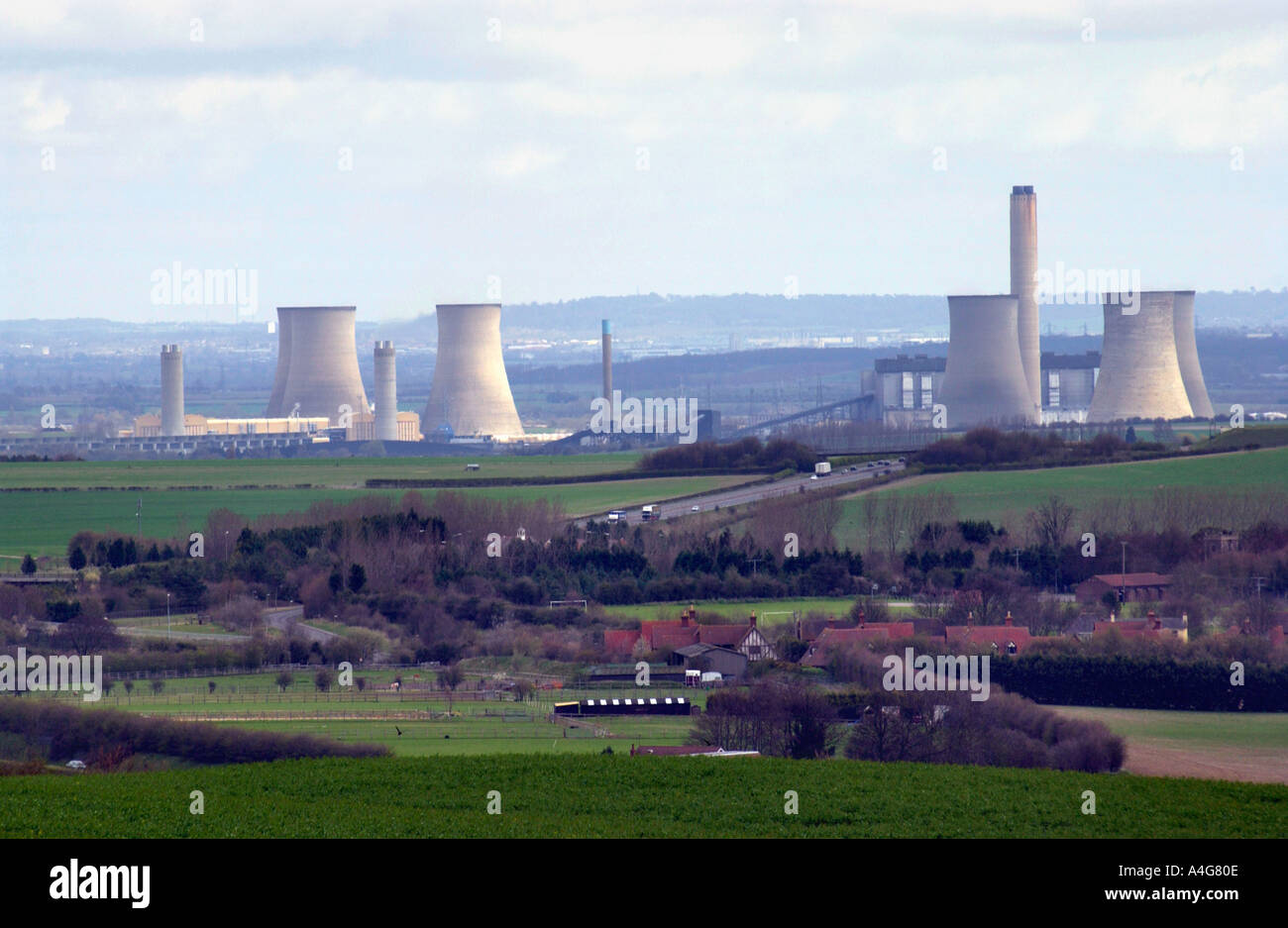 Didcot Power Station viewed from The Ridgeway National Trail byway in ...