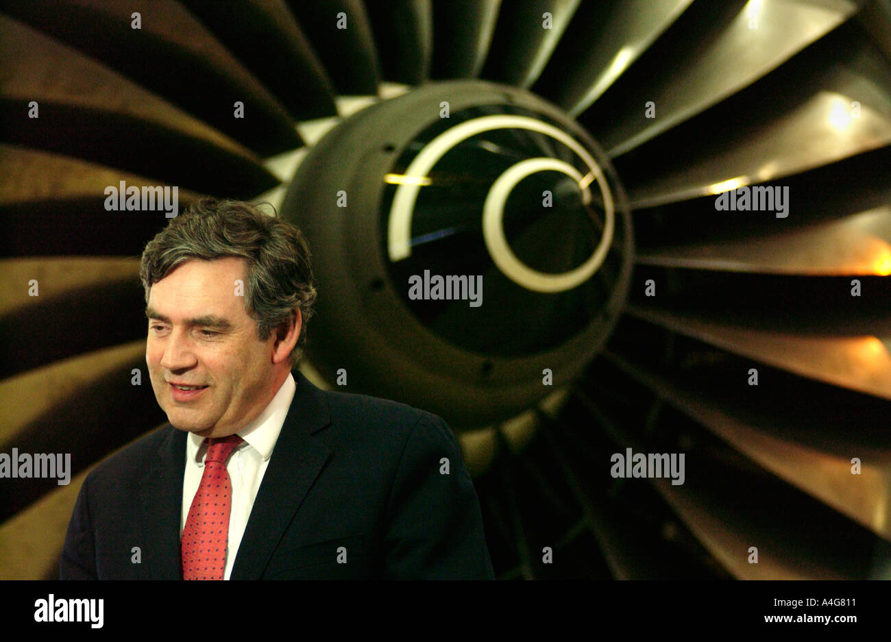 Gordon Brown pictured visiting General Electric Aircraft Engine ...