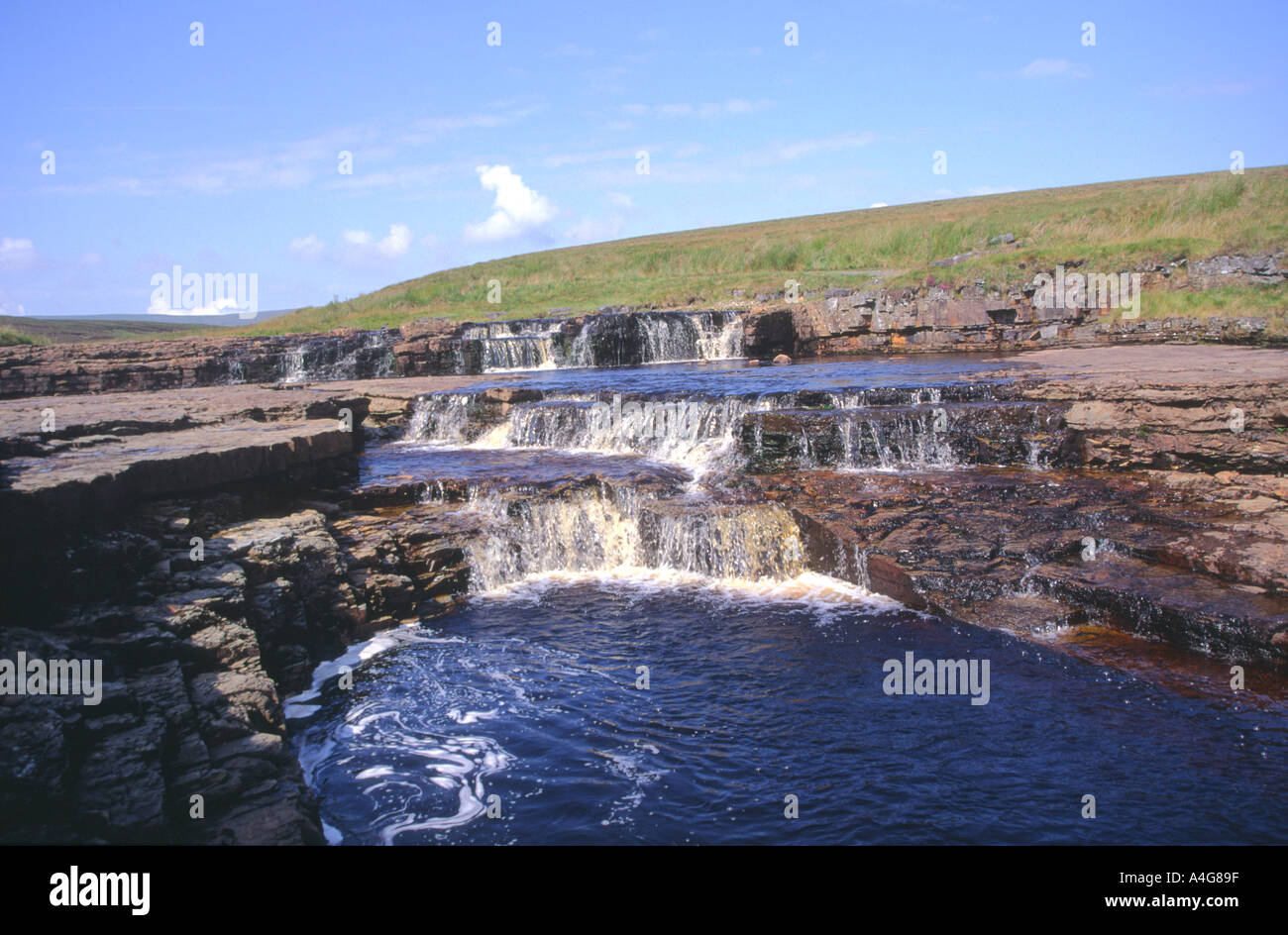 Pretty waterfall rapids Trout Beck stream upper Teesdale England Stock ...