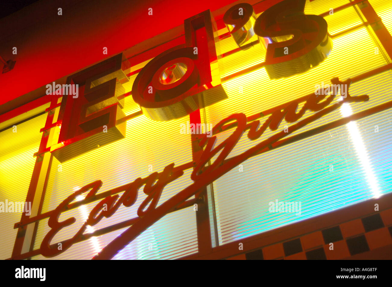 Multi coloured signs for Ed's Easy Diner in London Stock Photo - Alamy