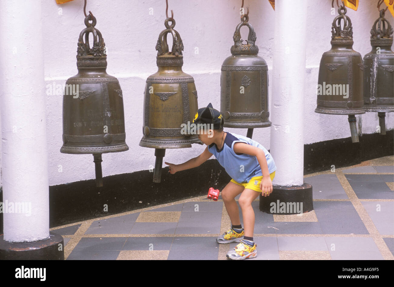 Boy Ringing Bells Wat Doi Suthep Thailand Chiang Mai Stock Photo - Alamy