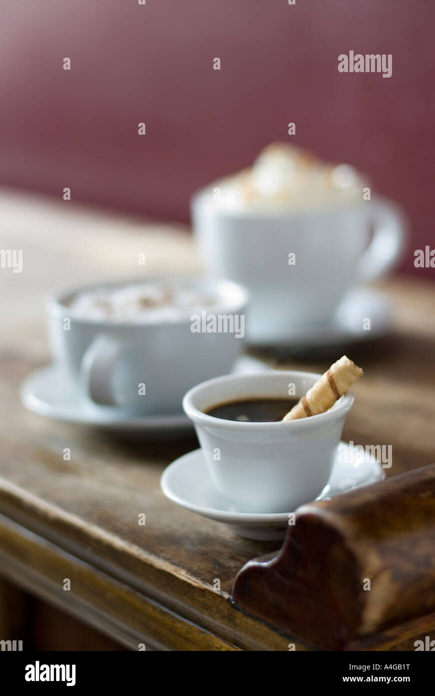 Three cups of coffee Stock Photo - Alamy