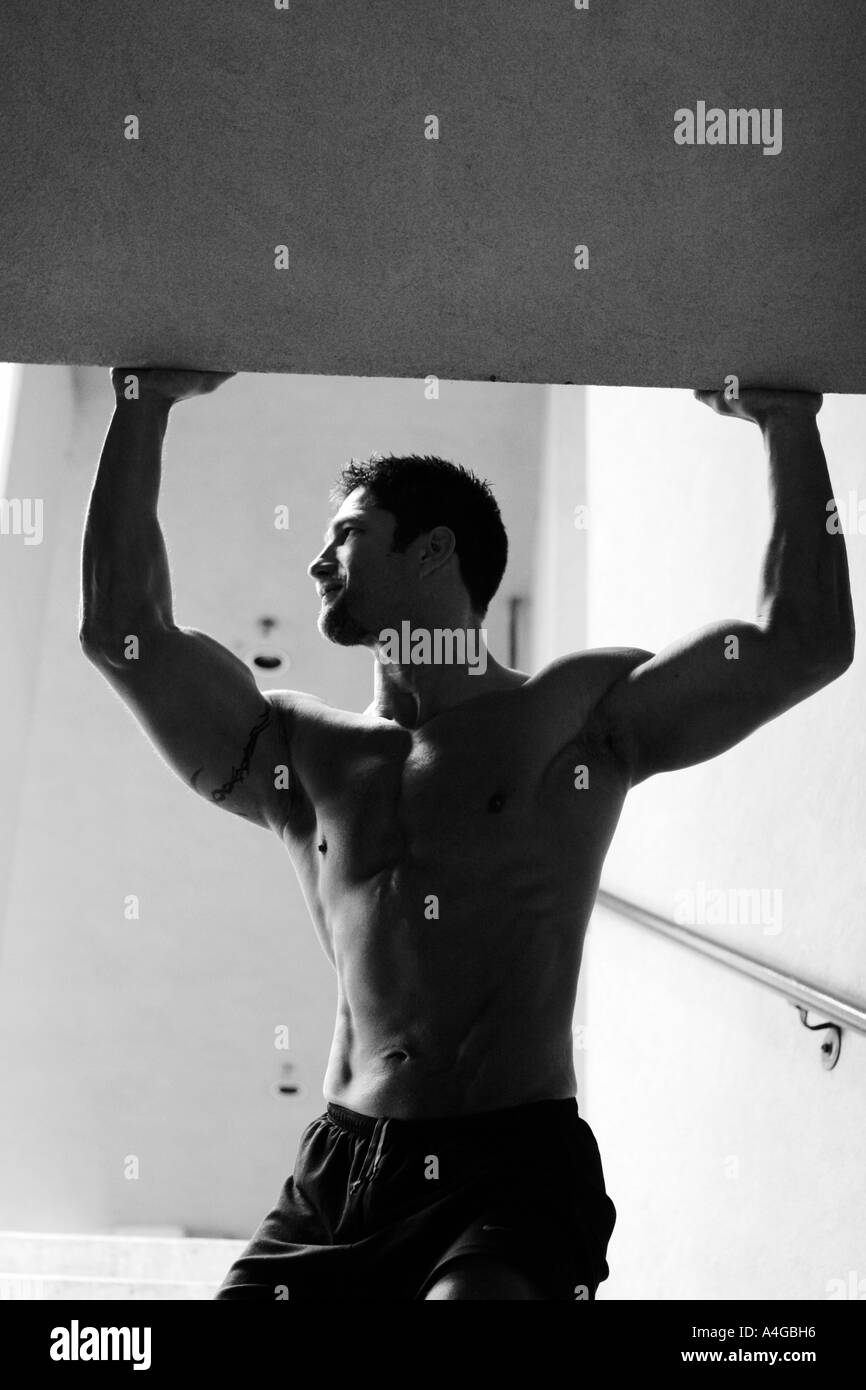 Strong male athlete Black and White Stock Photos & Images - Alamy