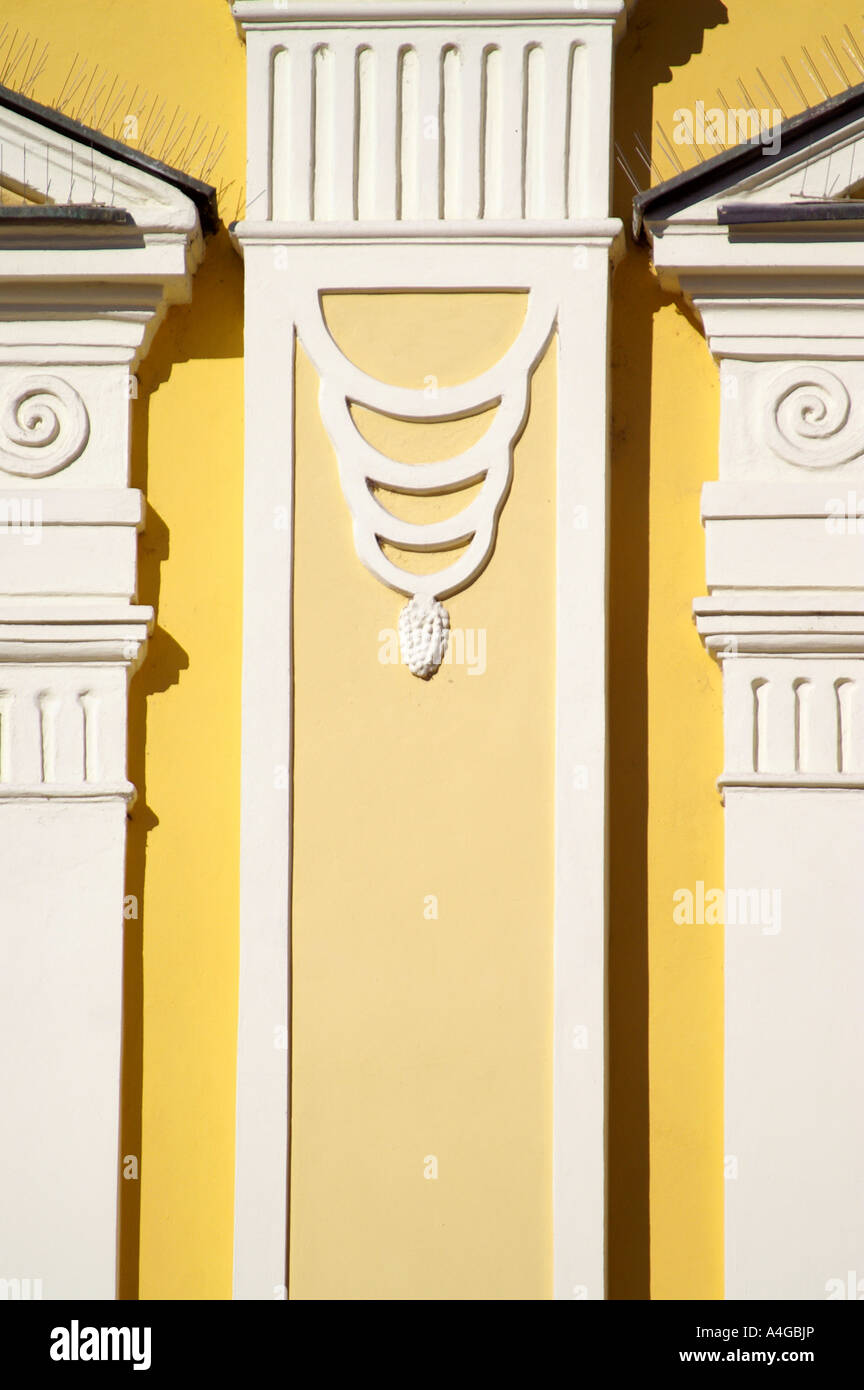 Yellow facade of baroque historic house in Banska Bystrica, Slovakia ...