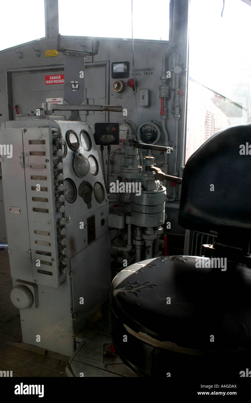 Train engine drivers compartment Stock Photo - Alamy