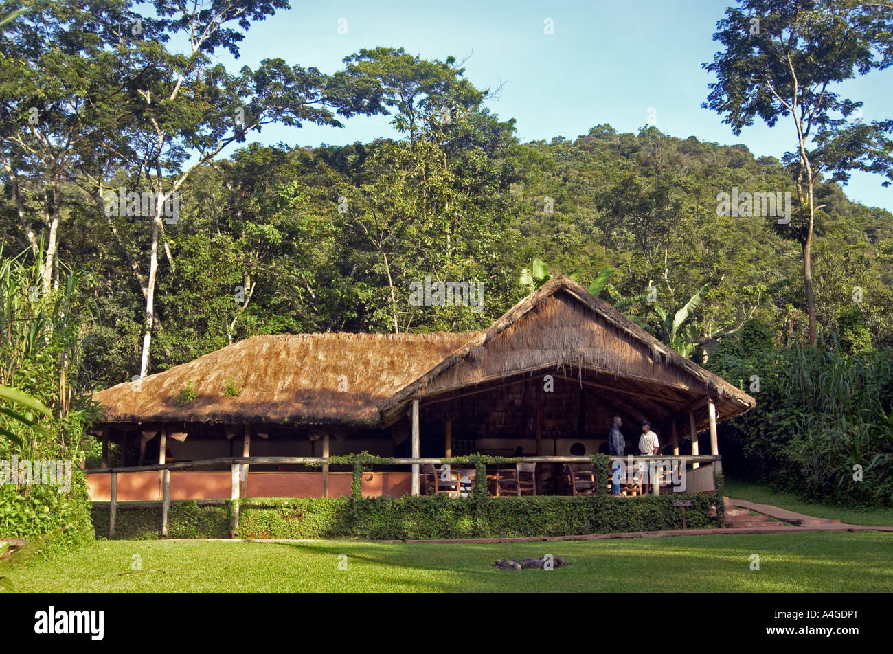 Main building of Gorilla Camp Lodge in Uganda Stock Photo - Alamy