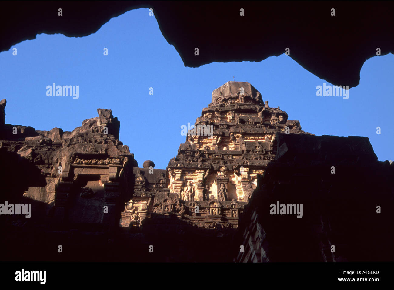 The rock cut Kailash temple at Ellora, in the maharashtra state of ...