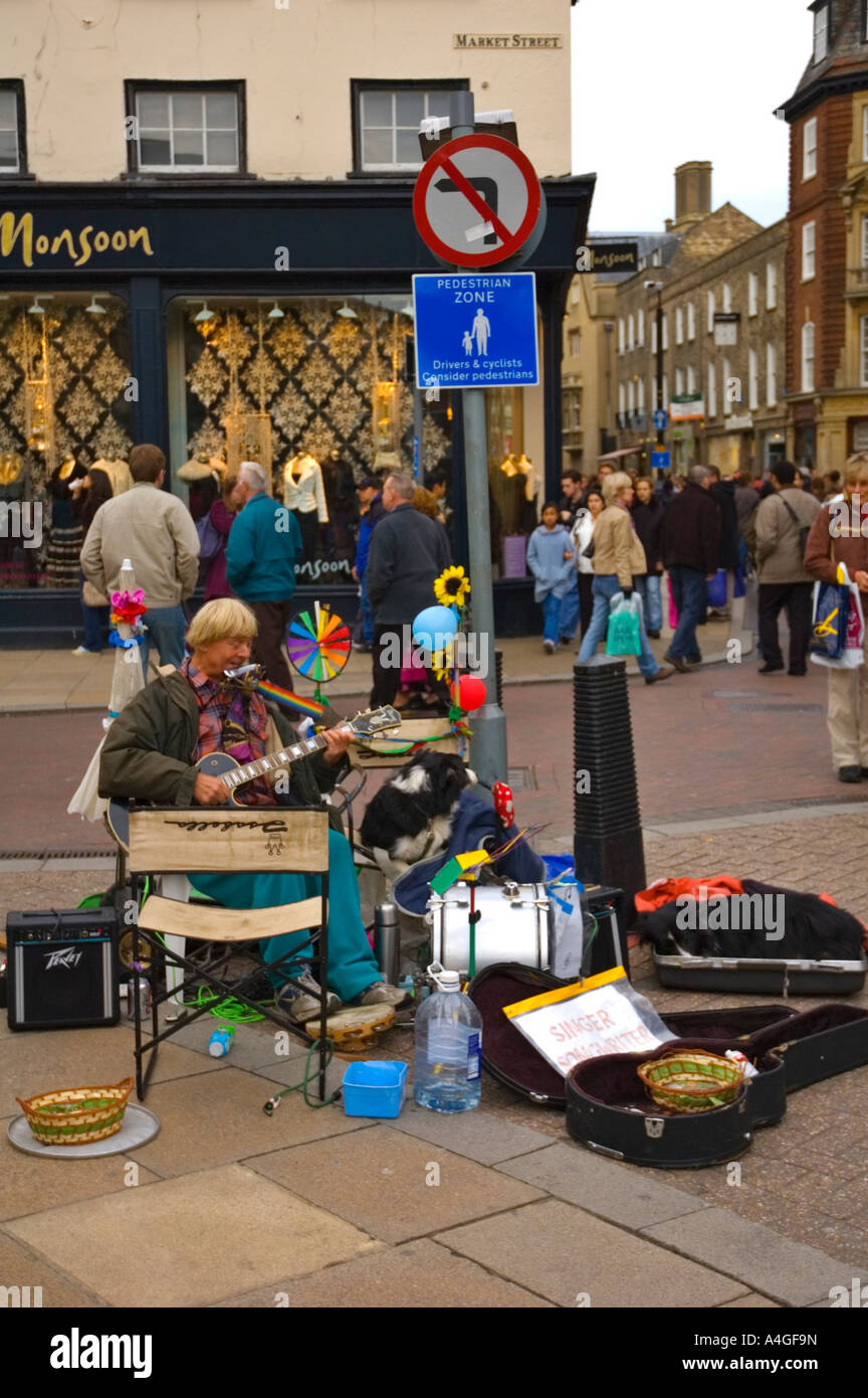 Busker in central Cambridge England UK Stock Photo - Alamy